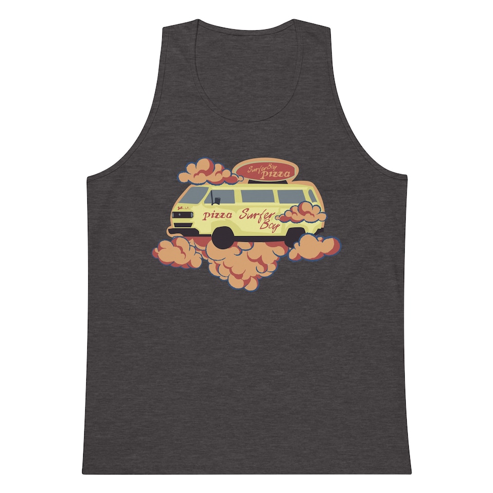 Surfer Boy Pizza - Upside Down World - Argyle Premium Men Tank Top ...