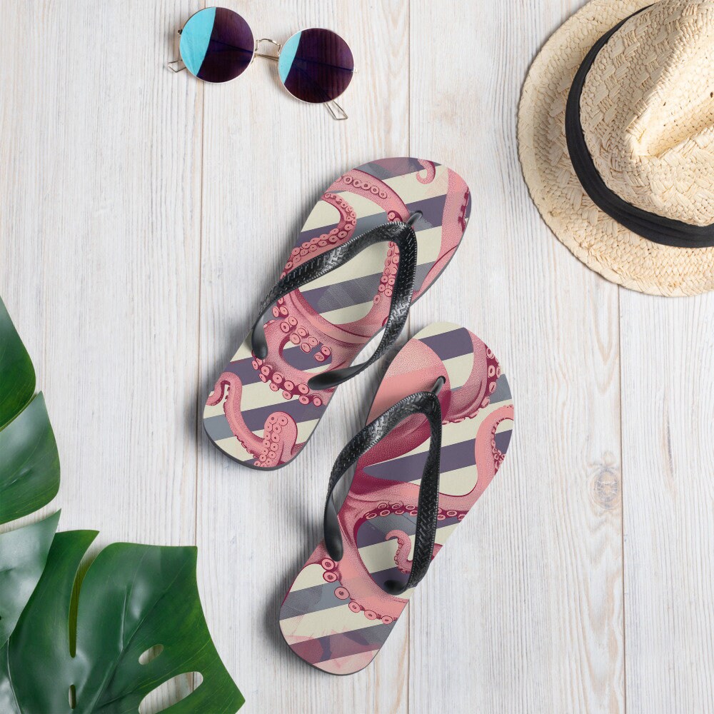 Pink Octopus Flip-flops Hour or Outdoor Slippers - Etsy
