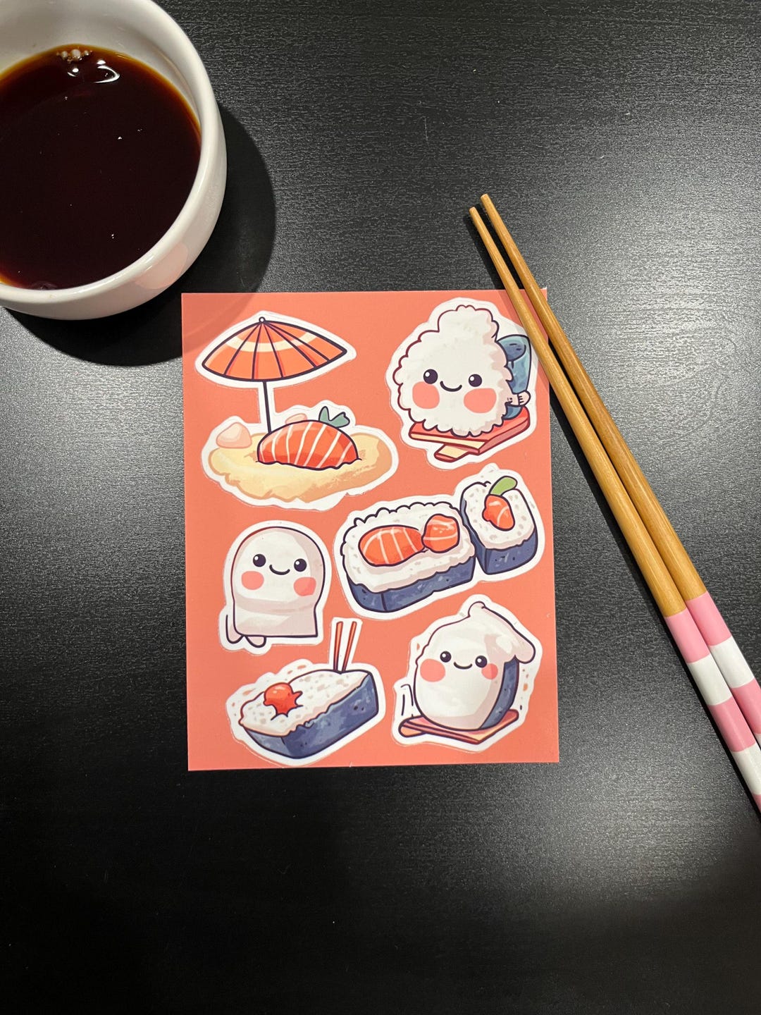 6 Adorable Sushi Stickers Kiss Cut Sticker Sheet of 6 Large Stickers ...