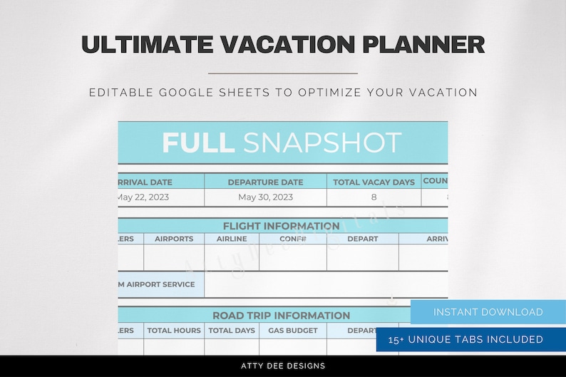 Travel Planner, Google Sheets Planner, Family Vacation Planner ...