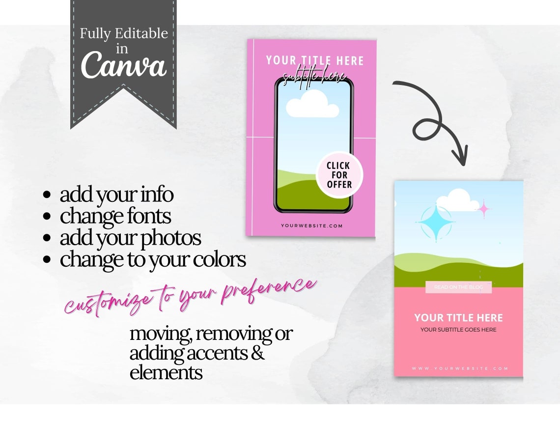 Pinterest Pin Templates, Canva, Pinterest Template CANVA, Pinterest ...