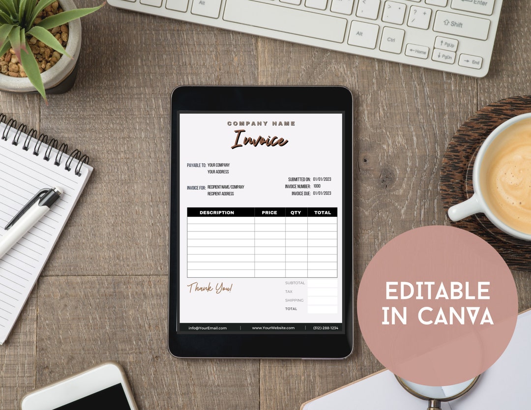 INVOICE Download, CANVA Invoice, Business Invoice Template, Small ...