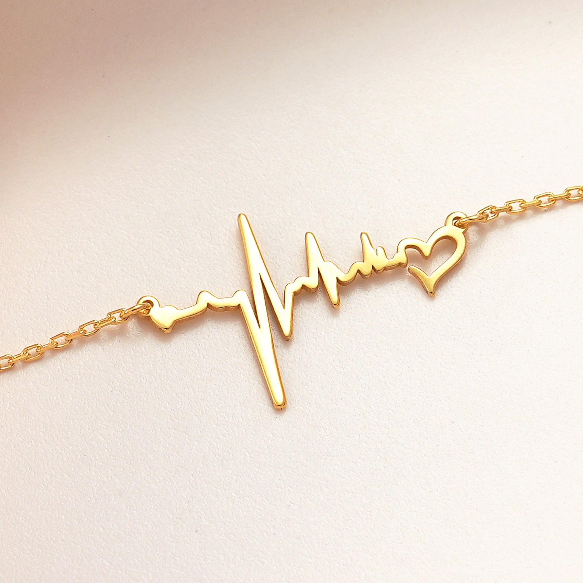 14k Gold Actual EKG Heartbeat Necklace: Your Baby’s First Heartbeat ...