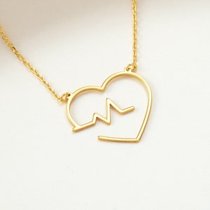 Dainty Heartbeat Necklace With Cross • Pulse of Love Pendant • Faithful ...
