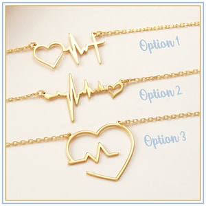 Dainty Heartbeat Necklace With Cross • Pulse of Love Pendant • Faithful ...
