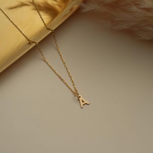 14k Gold Tiny Initial Necklace ∙ Dainty Personalized Letter Choker ∙ ...