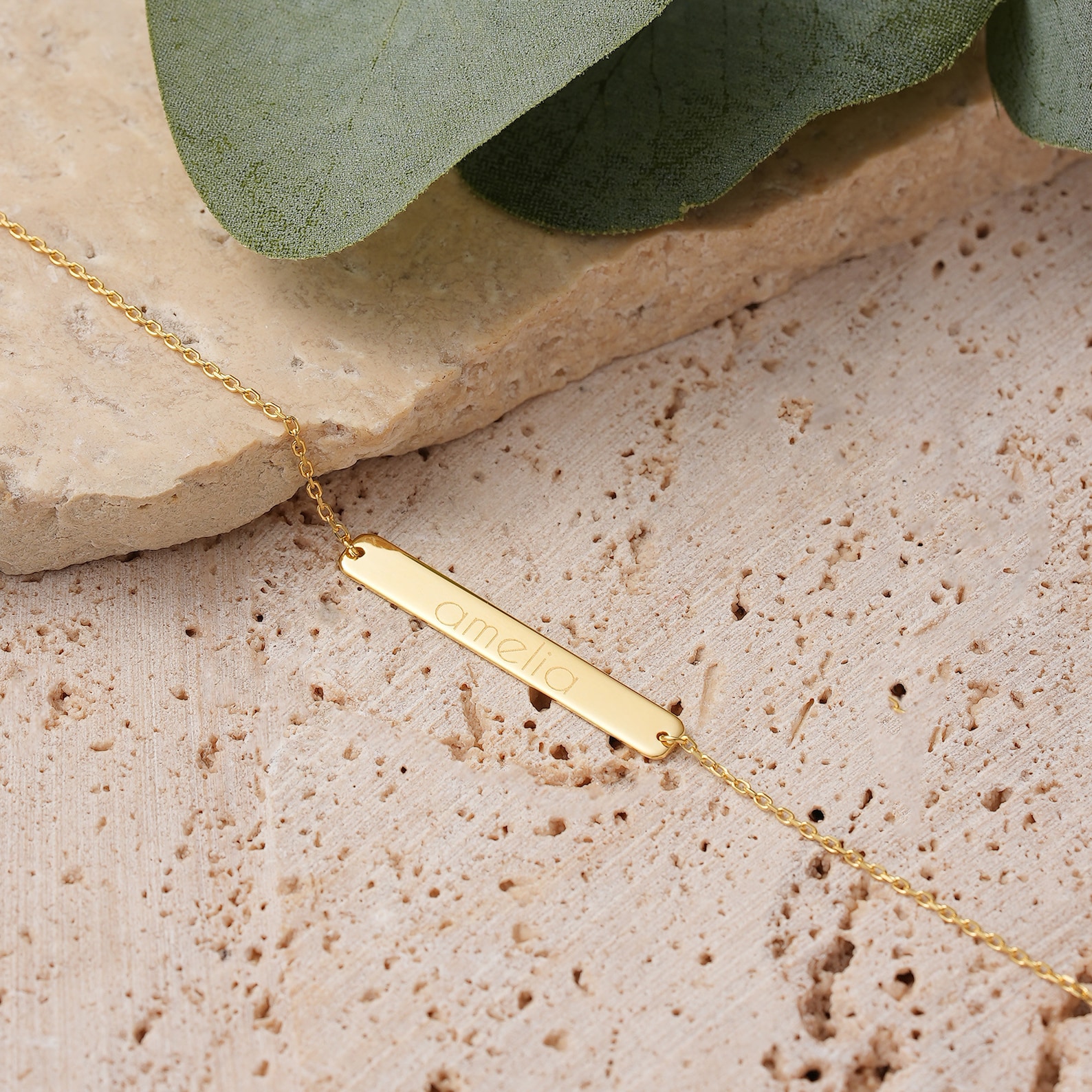 14k Gold Personalized Bar Name Bracelet ∙ Custom Handwriting Bar ...
