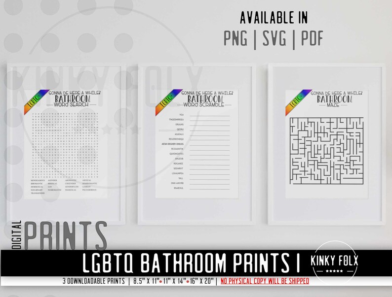 LGBTQ Bathroom Printable Bundle I, Bathroom SVG, Bathroom Svg, Pdf, Png ...