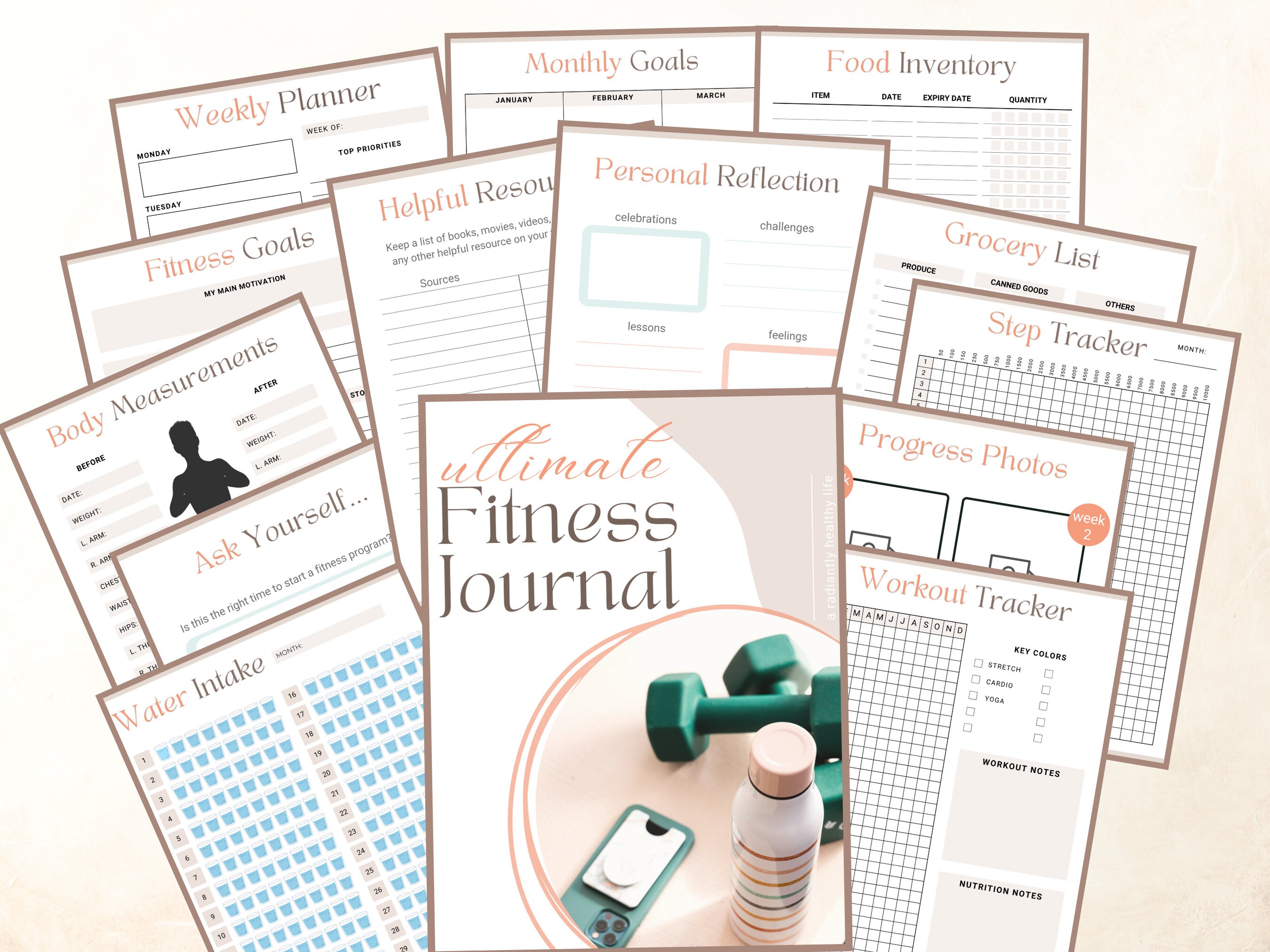 Fitness Journal Printable Journal Fitness Planner Wellness Tracker ...