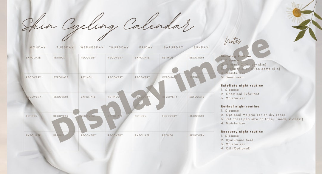 Skin Cycling Calendar for Skincare Routine creamy Background - Etsy