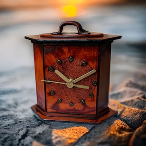 Vintage Leather Clock Unique Mantle Clock for Desk or Shelf - Etsy