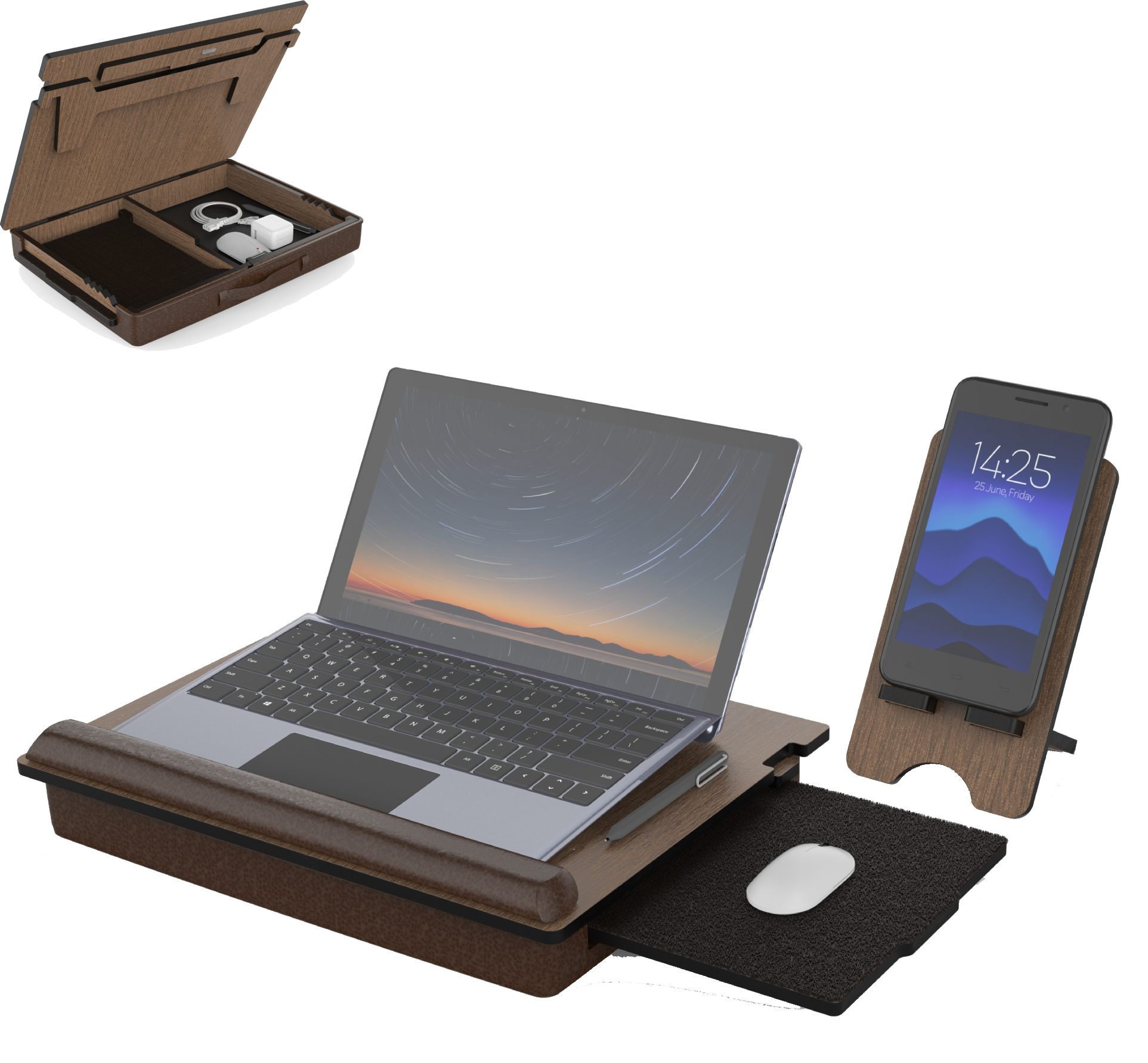 Wooden Lap Desk With Storage Height Adjustable With Leather - Etsy