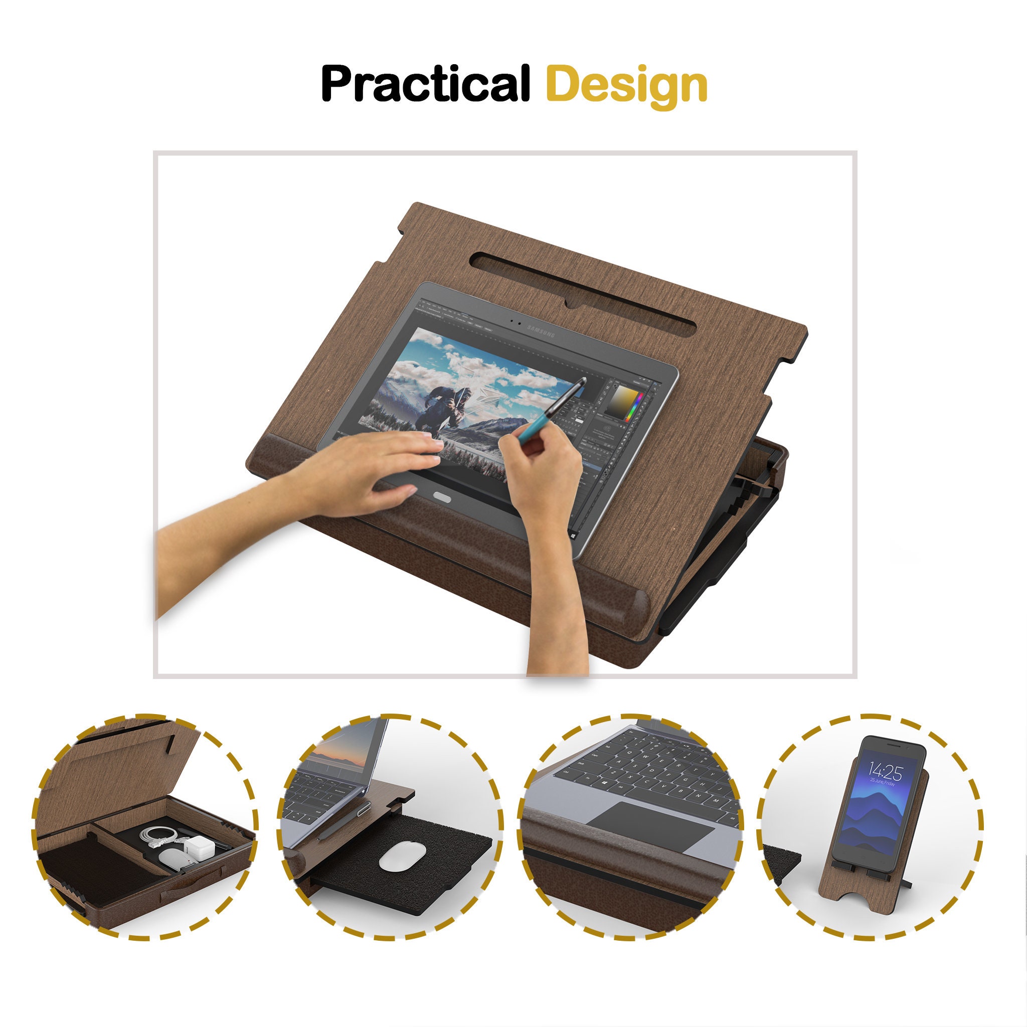 Wooden Lap Desk With Storage Height Adjustable With Leather - Etsy