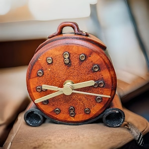 Vintage Leather Clock Unique Mantle Clock for Desk or Shelf - Etsy