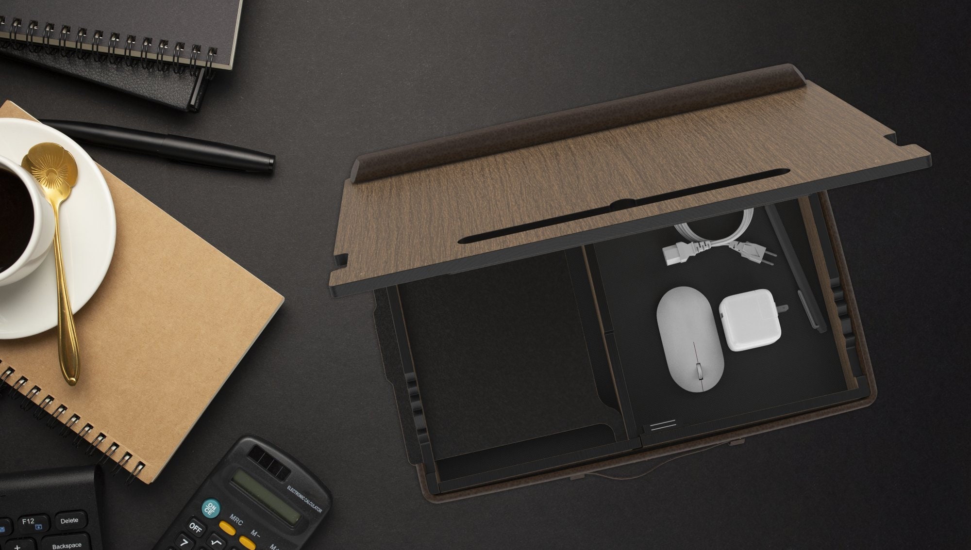 Wooden Lap Desk With Storage, Height Adjustable With Leather Pillow ...