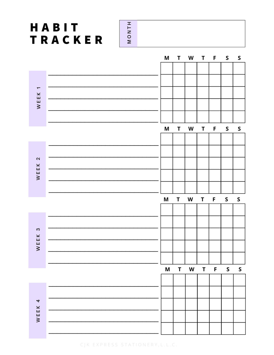 Weekly Habit Tracker Printable Sheet, Instant Download - Etsy