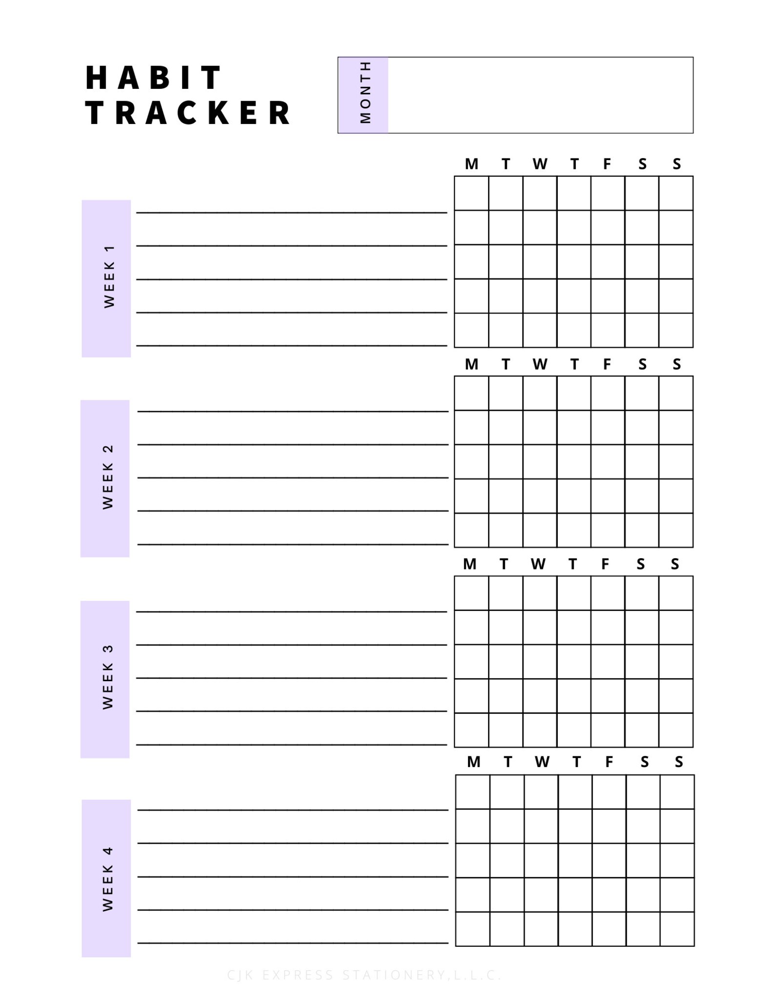 Weekly Habit Tracker Printable Sheet, Instant Download - Etsy