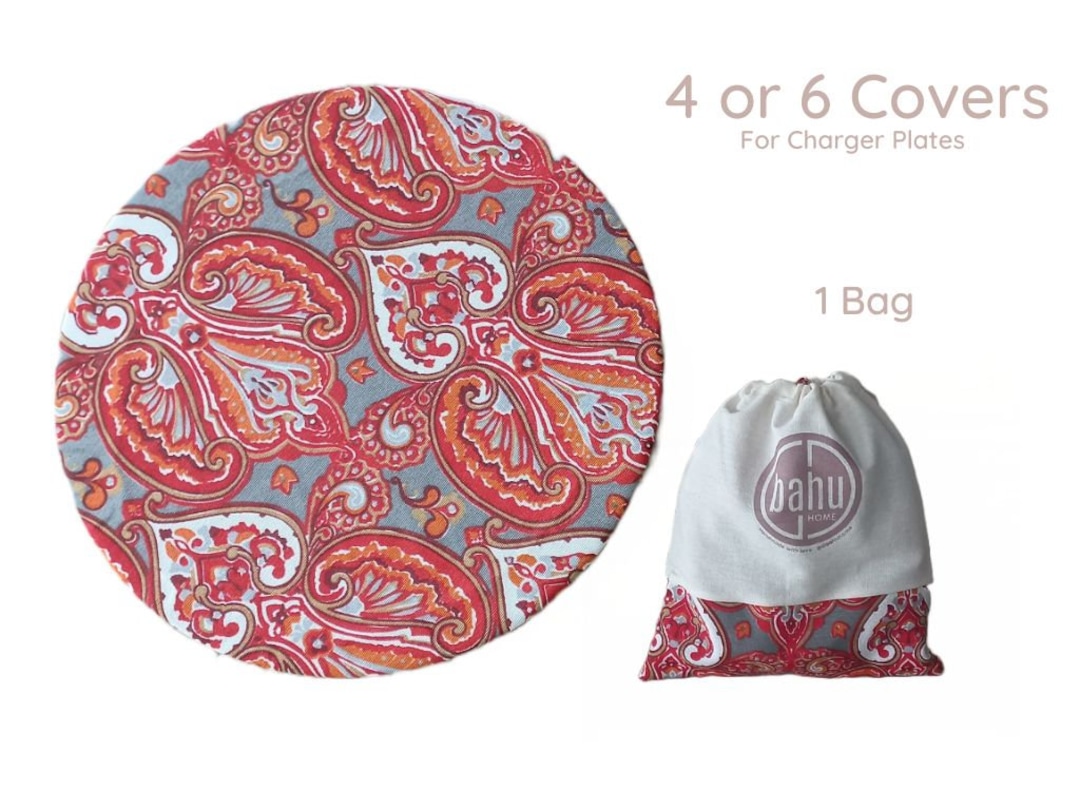 Paisley Charger Plates Covers, Set of 4/6 Reusable Placemat Covers and ...