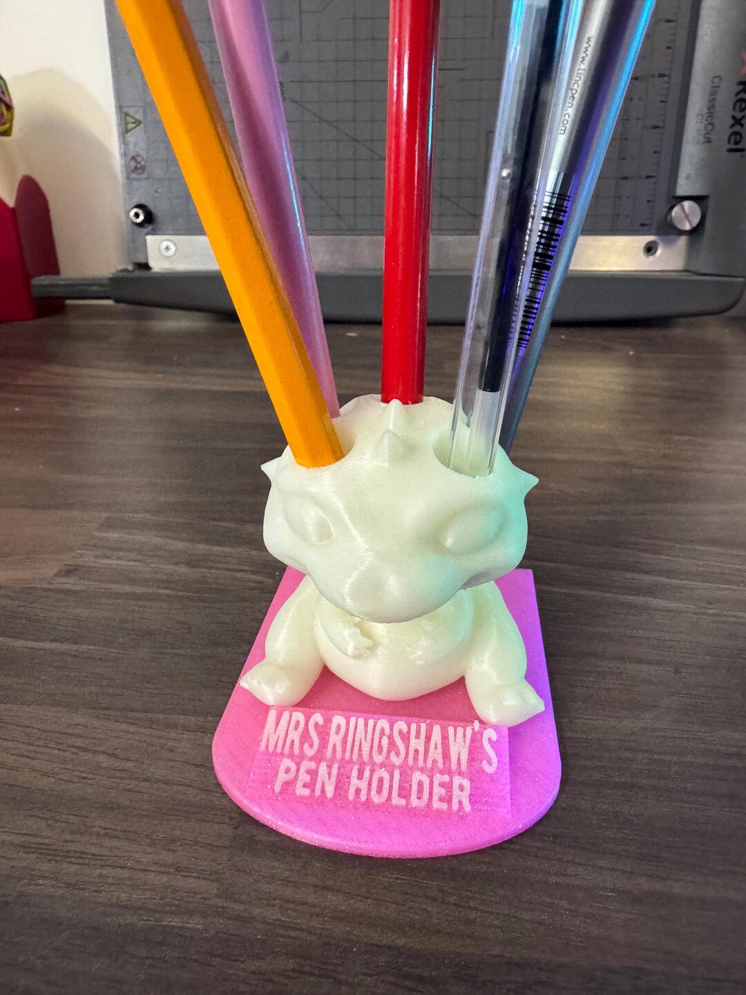 Personalised 3D Teacher Pen Holder, Teacher Name Desk, Teacher Pen Pot ...