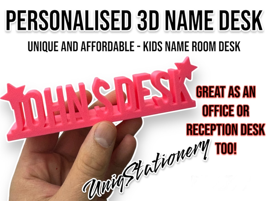 Personalised Desk Sign, Custom Desk Name, Personalised Desk 3D Sign ...