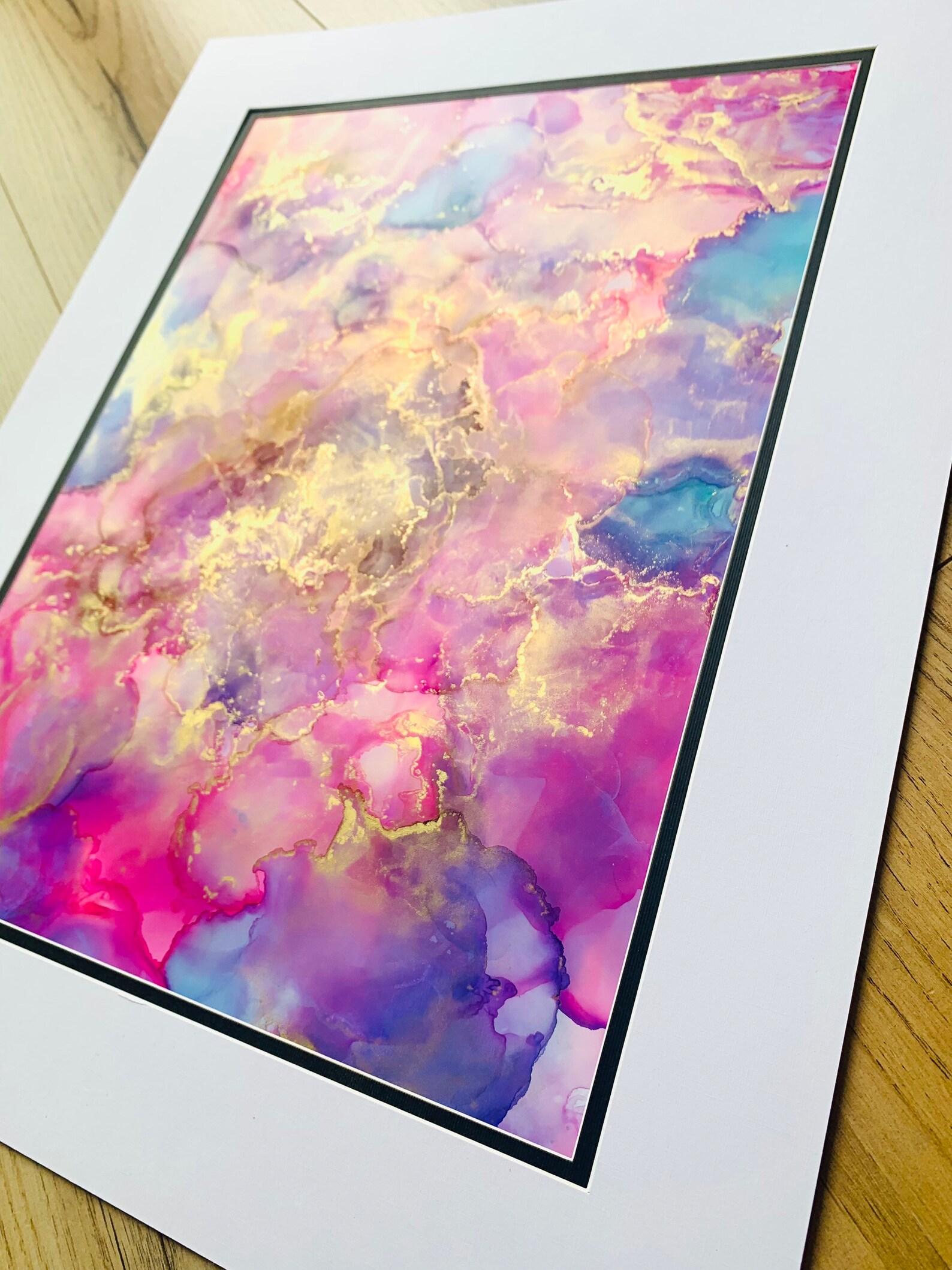 Pink Lake Abstract Wall Art A4 Alcohol Ink Art Contemporary Trendy Wall ...