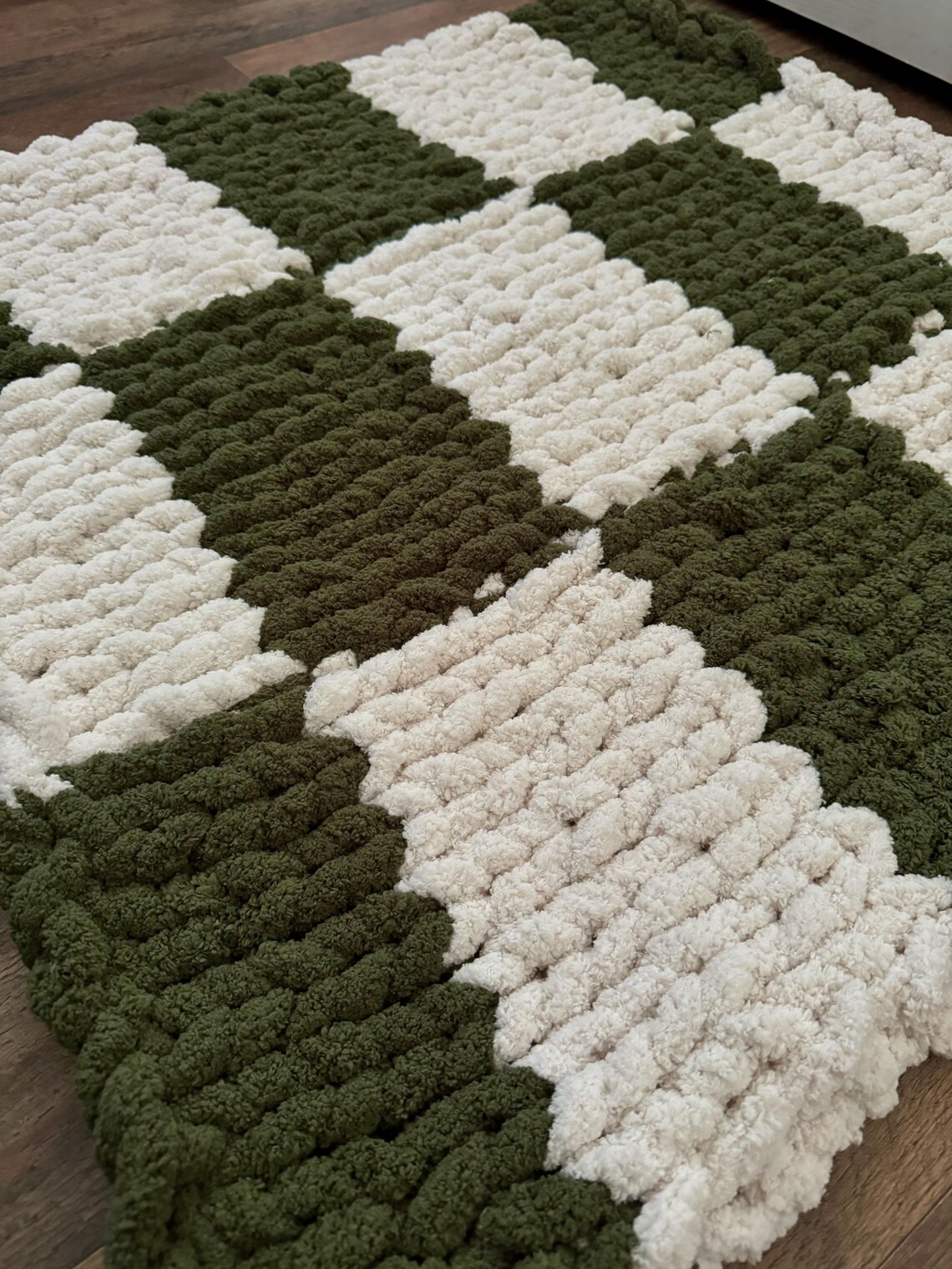 Checker Baby Chunky Blanket, Baby Shower Gift, Hand Knit, Soft Chunky ...