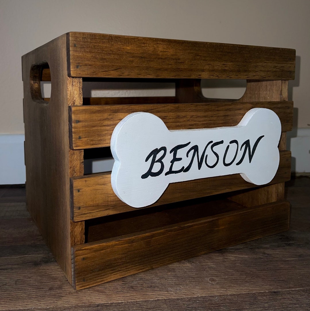 Hand Made Wooden Pet Toy Box, Customizable Pet Toy Box, Personalized ...