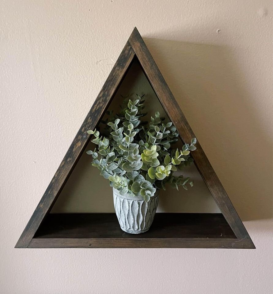 Triangle Shelf, Wooden Triangle Wall Shelf, Home Decor Triangle Shelf ...