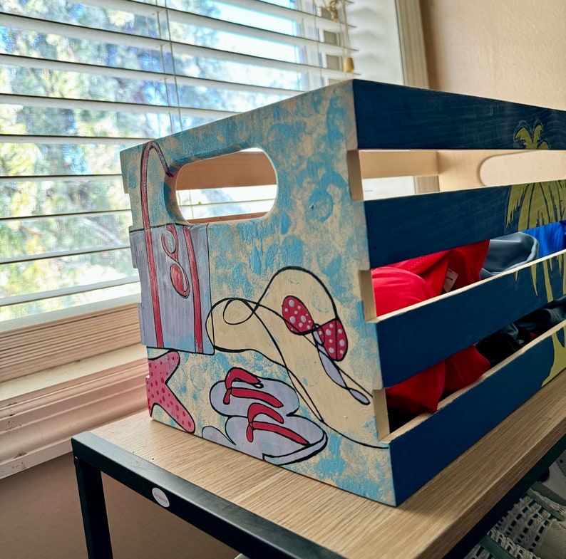 Customized Large Bikini Box, Handmade Crate, Bathing Suit Organization ...
