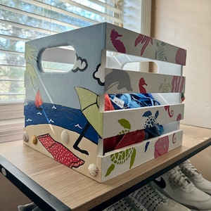 Customized Small Bikini Box, Handmade Crate, Bathing Suit Organization ...