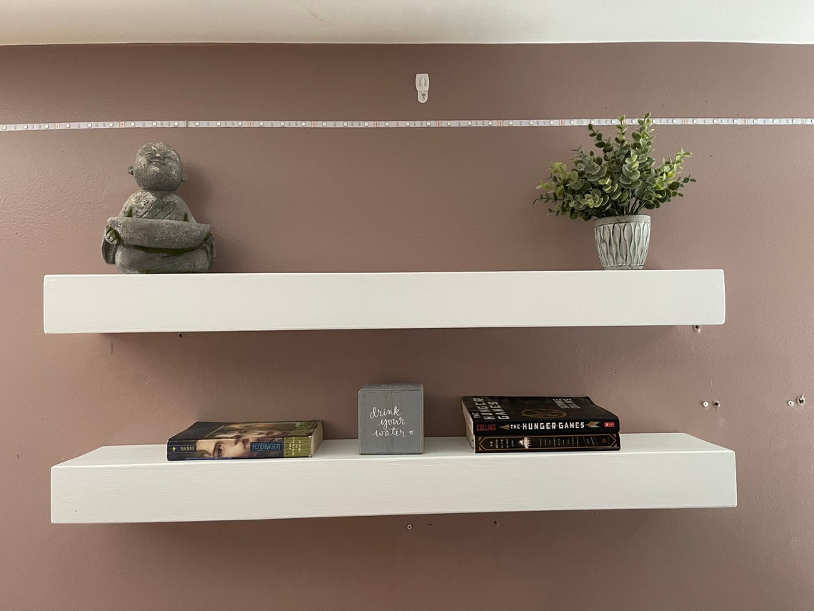 White Floating Shelves Set of 2 White Floating Shelves - Etsy