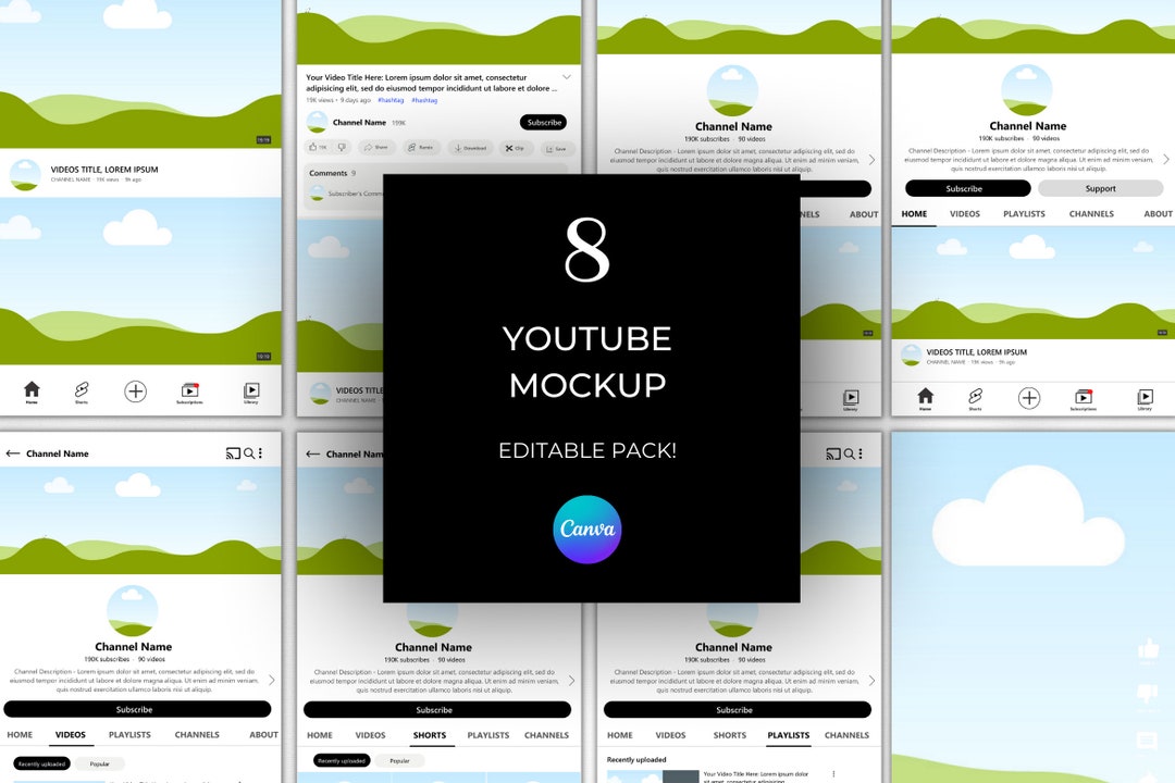 Youtube Mockup Template Editable Youtube Mockup Social Media Youtube ...