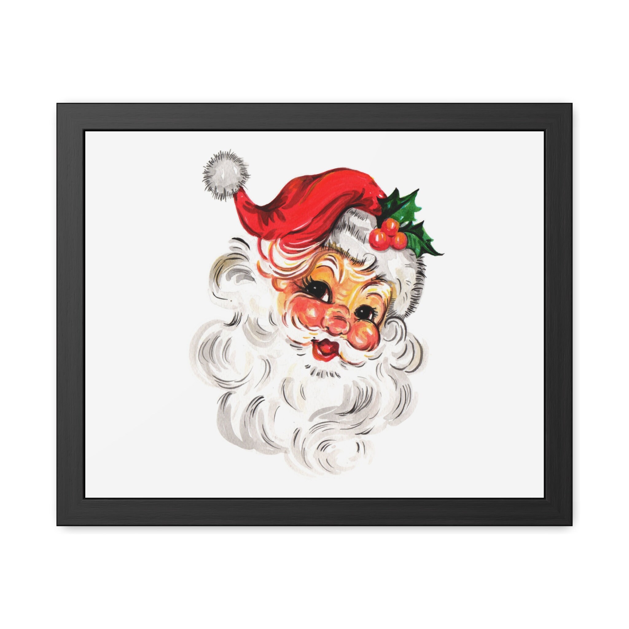 Retro Santa Wall Art Christmas Decor Framed Posters - Etsy