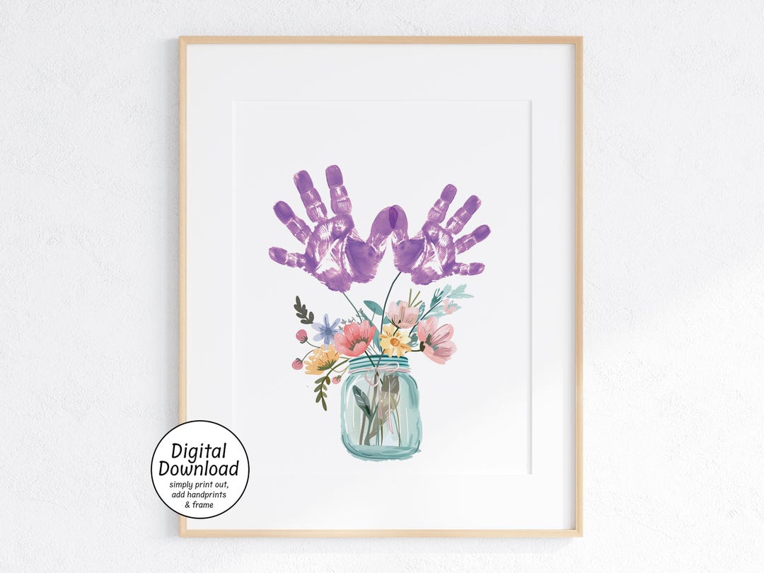 Handprint Flower Bouquet Printable, Mothers Day, Handprints Art ...