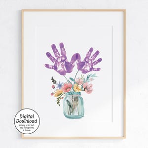 Handprint Flower Bouquet Printable, Mothers Day, Handprints Art ...