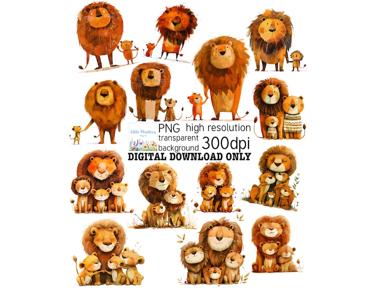 Watercolor Cute Lion Clipart, Safari Animals Png, Lion PNG, Nursery ...