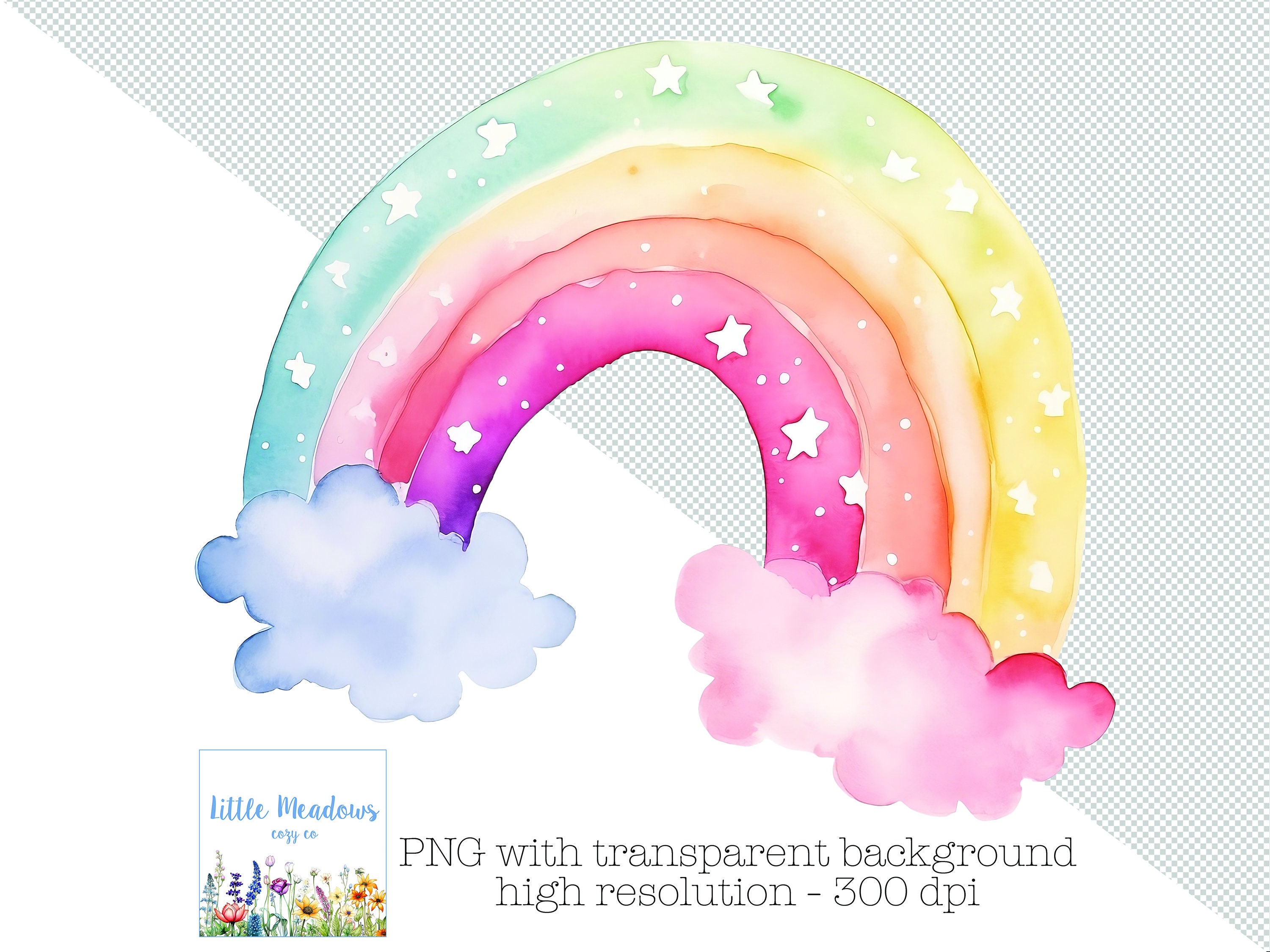 Watercolor Pastel Rainbow PNG Cute Rainbow Portrait Clipart ...