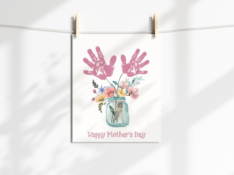 Mother’s Day Handprint Art Printable, Instant Download Wall Art, Kids ...