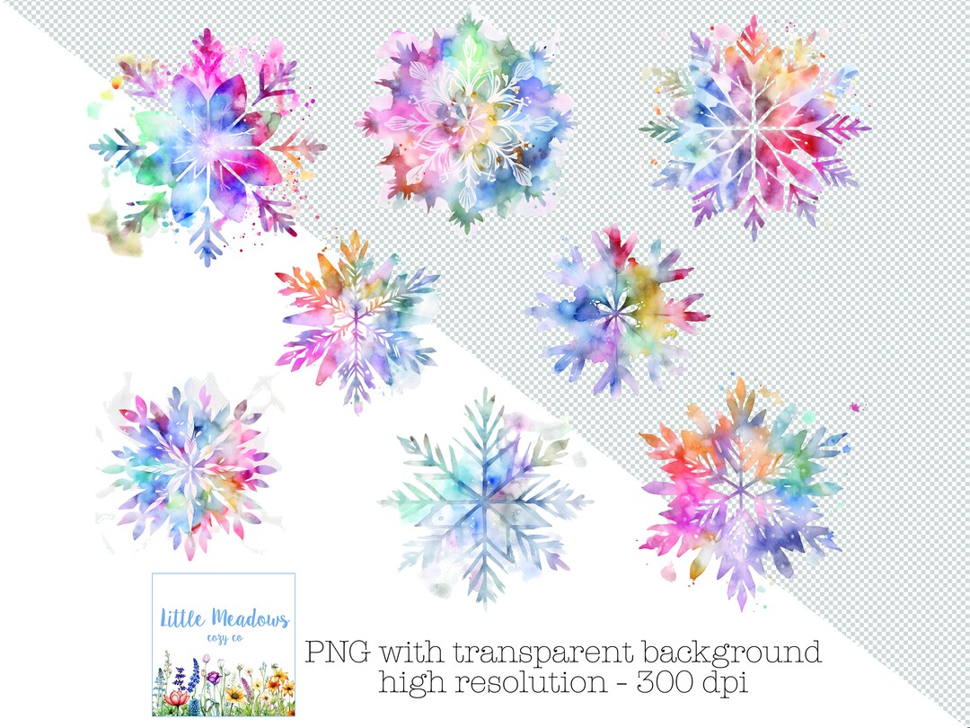 Watercolor Snowflake Clipart: Boho PNG Images (digital Download) - Etsy ...