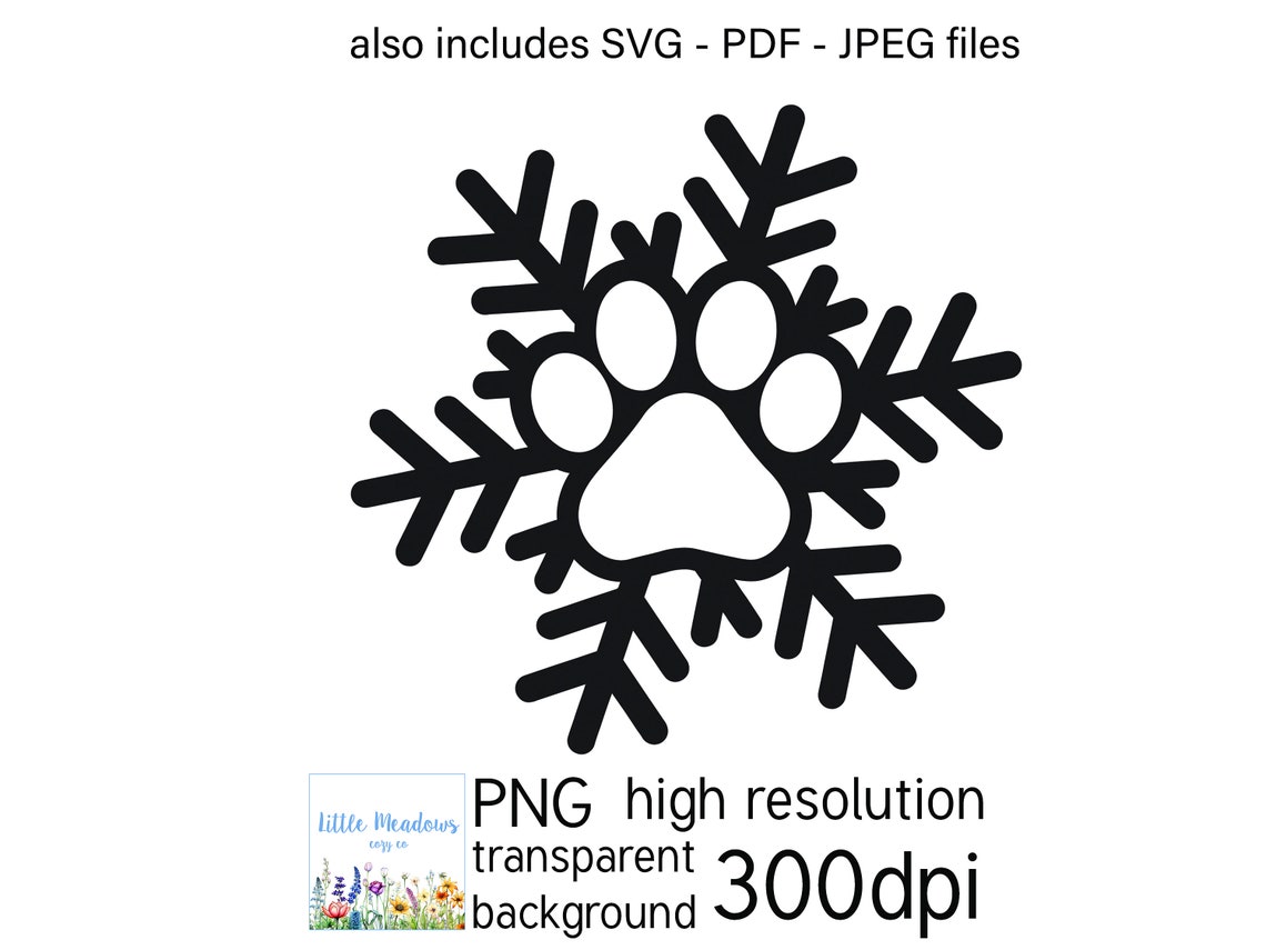 Snowflake Paw Print Pet Animal Cat Dog Pets PNG SVG Images Cute Clipart ...