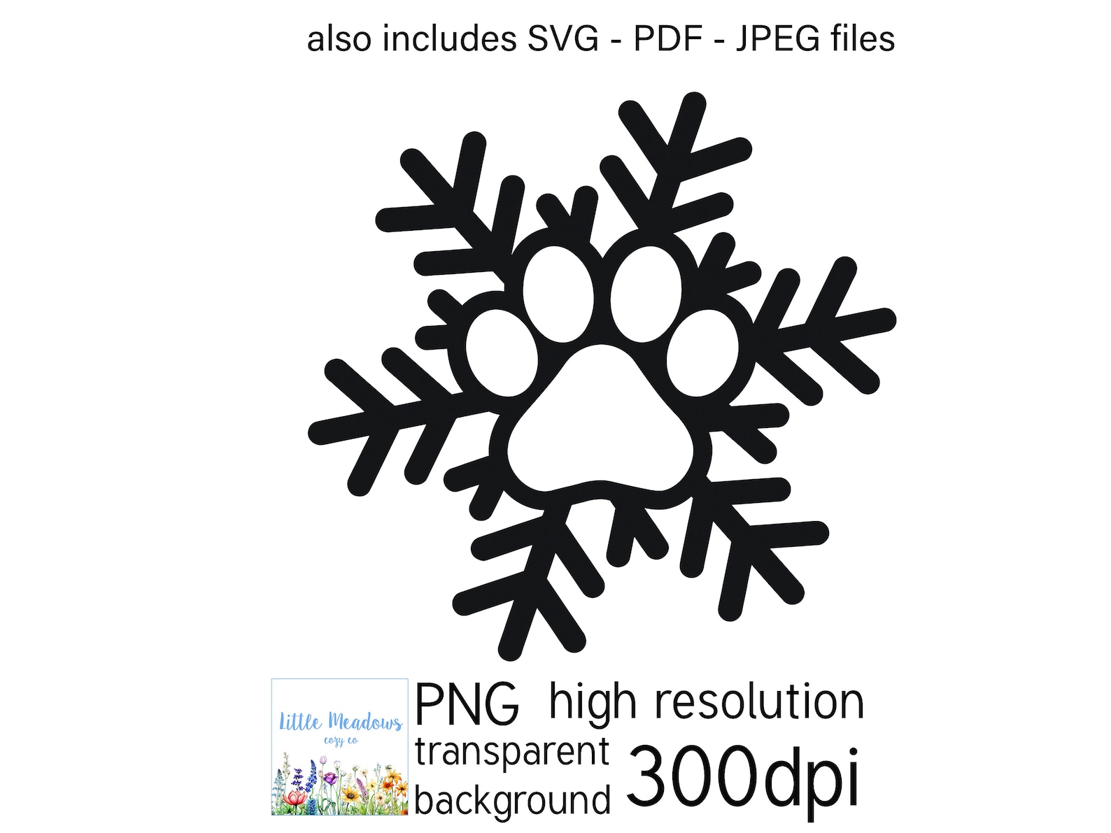 Snowflake Paw Print Pet Animal Cat Dog Pets PNG SVG Images Cute Clipart ...
