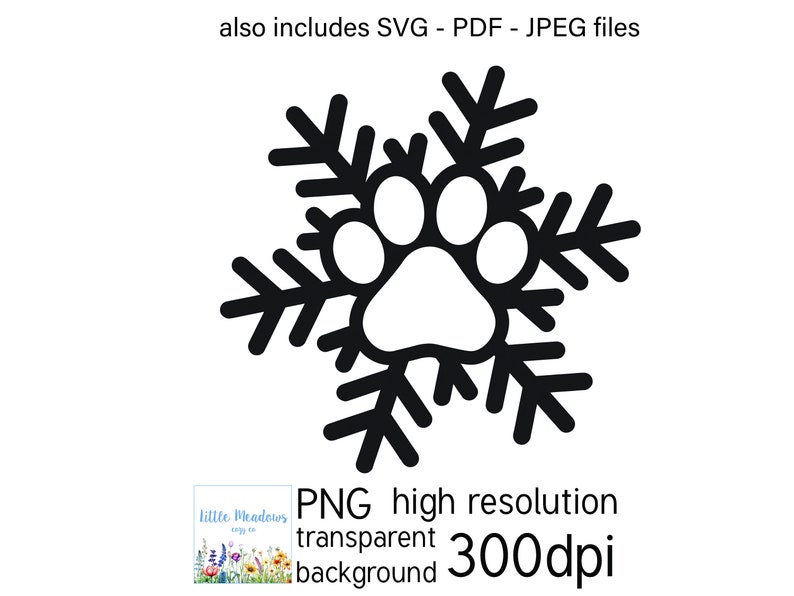 Paw Print Snowflake Clip Art, Pet Christmas Ornament PNG, Digital Download for Cricut & Crafts ...
