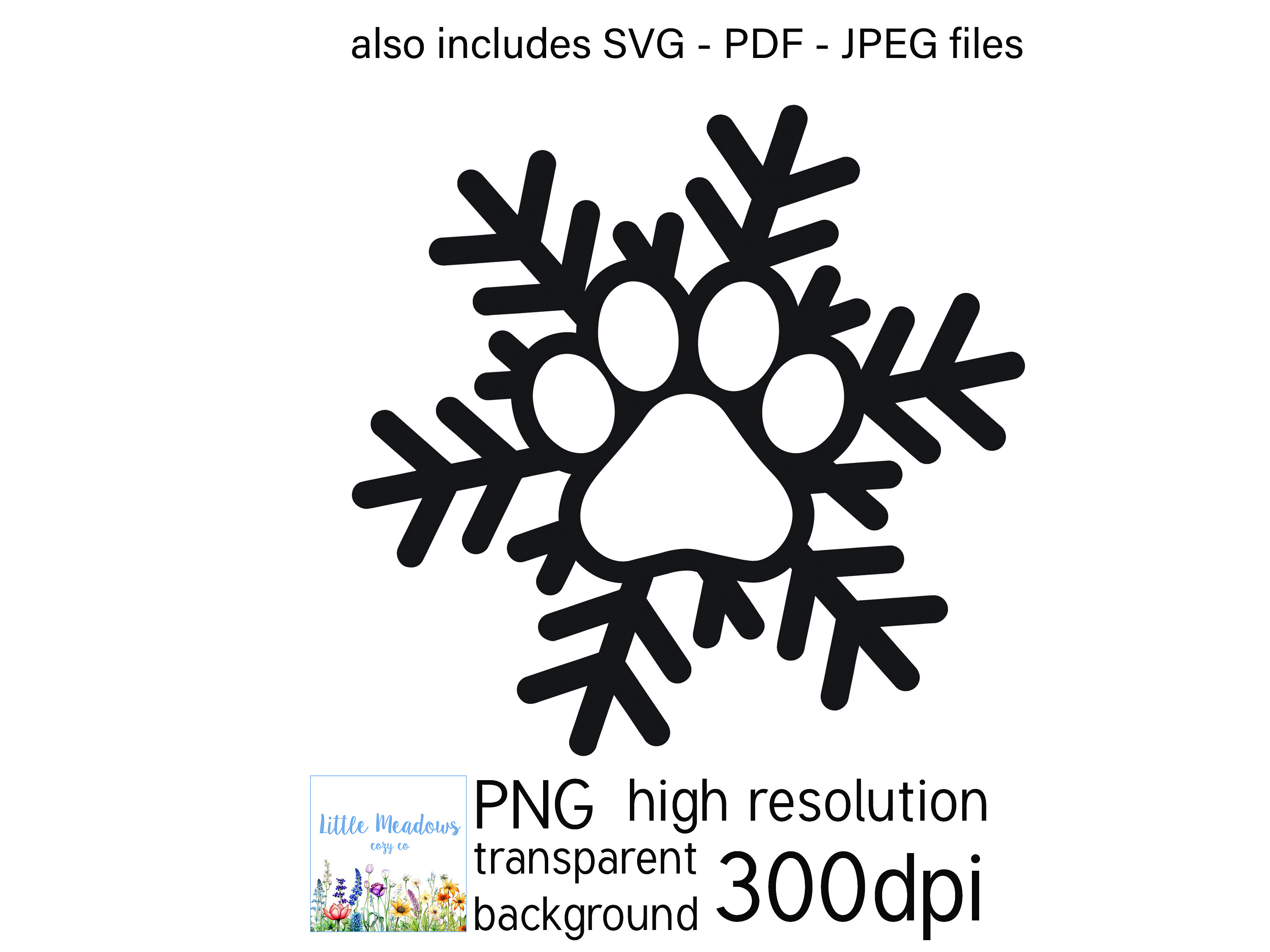 Snowflake Paw Print Pet Animal Cat Dog Pets PNG SVG Images Cute Clipart ...