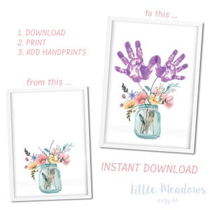 Handprint Flower Bouquet Printable, Mothers Day, Handprints Art ...