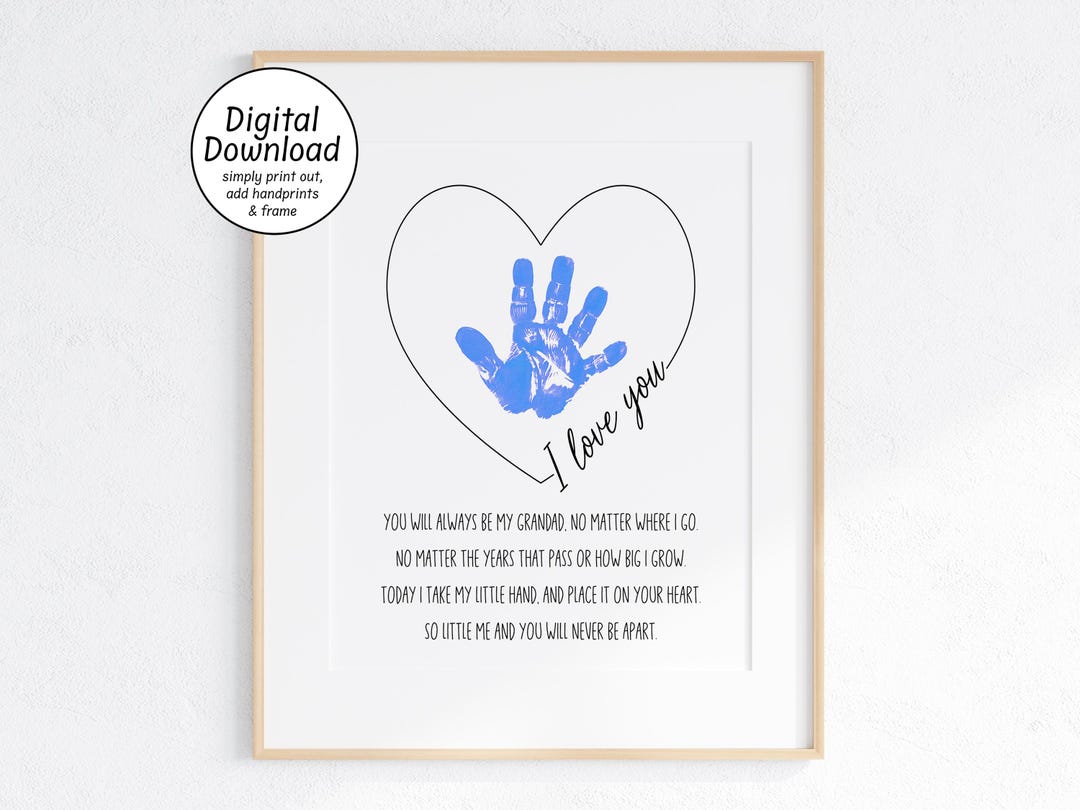 Grandad Handprint Poem, Printable Fathers Day Gift, Handprint Craft Art ...