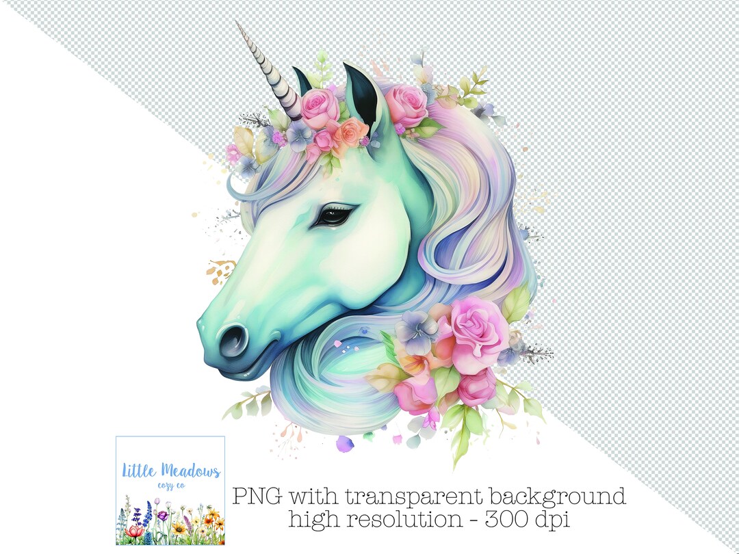 Watercolor Pastel Unicorn PNG Cute Rainbow Portrait Clipart ...