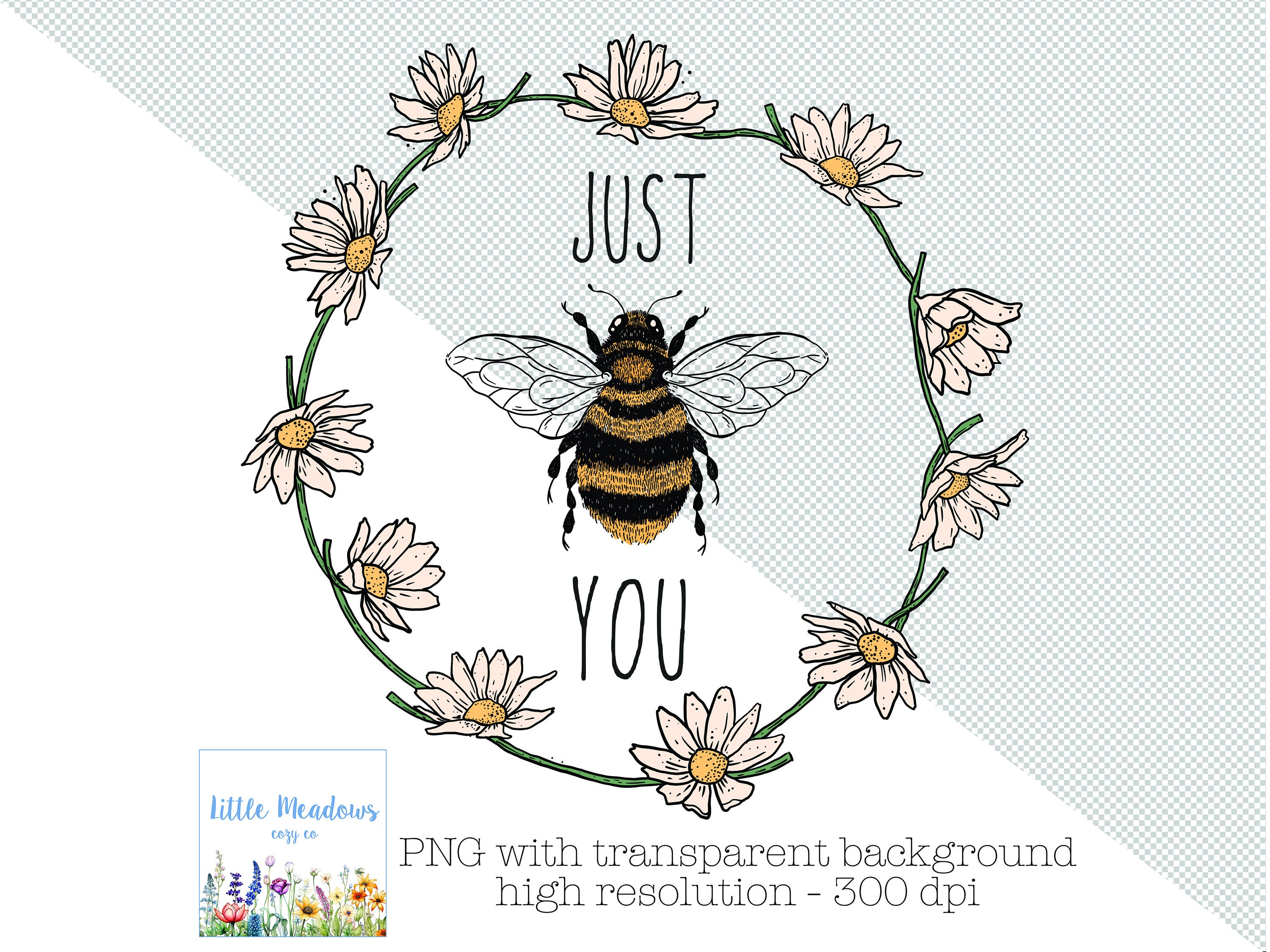Just Bee You Bumblebee PNG Image Cute Boho Portrait Clipart ...