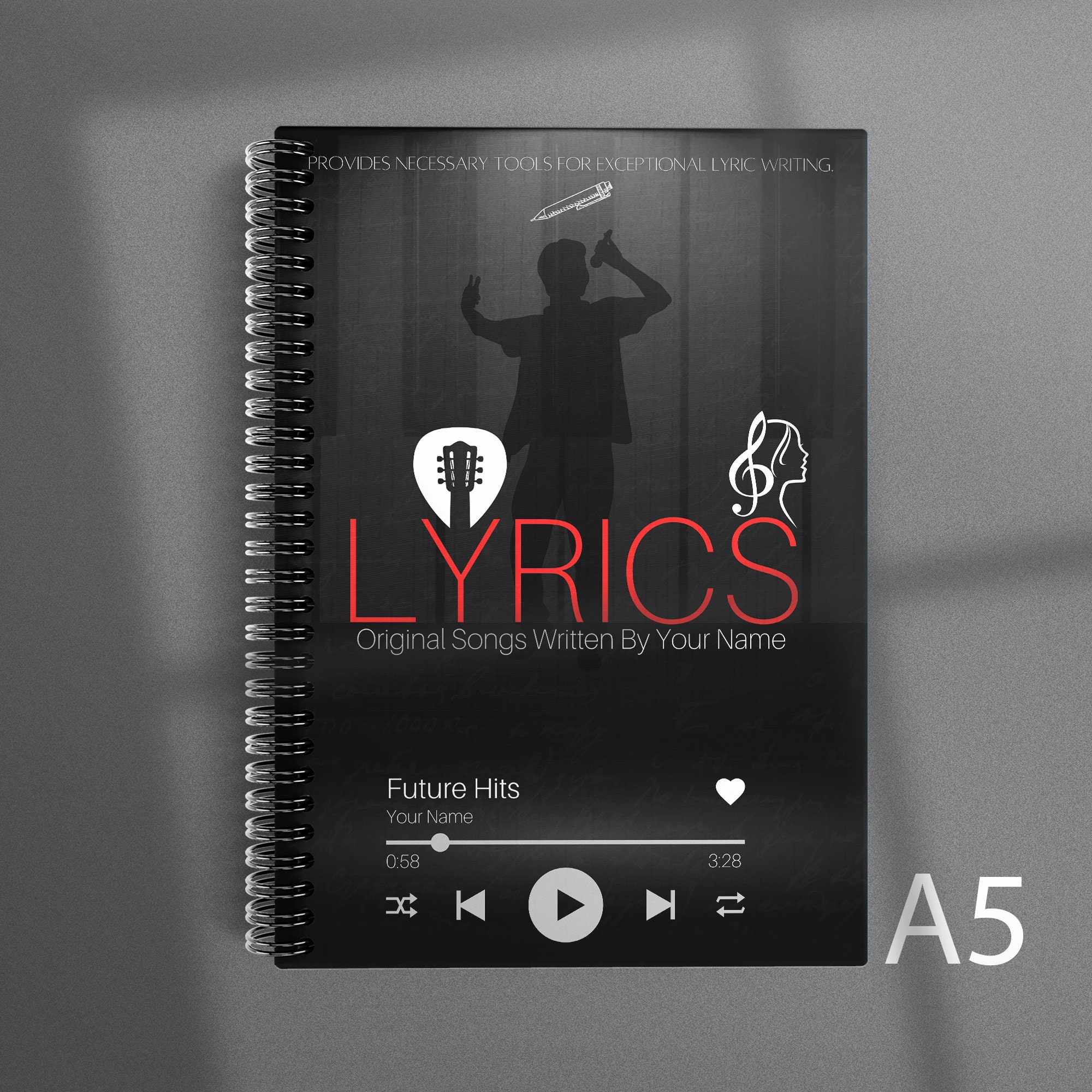Personalized A5 Lyric Journal: Custom Songwriter Notebook - Etsy