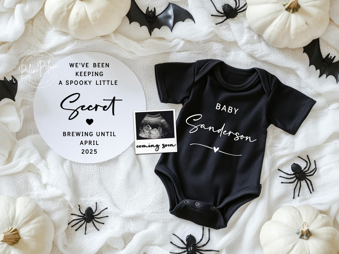 Halloween Digital Pregnancy Announcement for Social Media, Digital ...