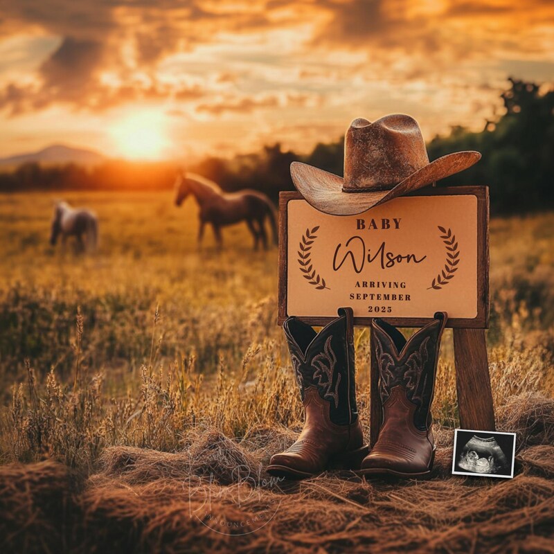 Western Baby Announcement - Etsy